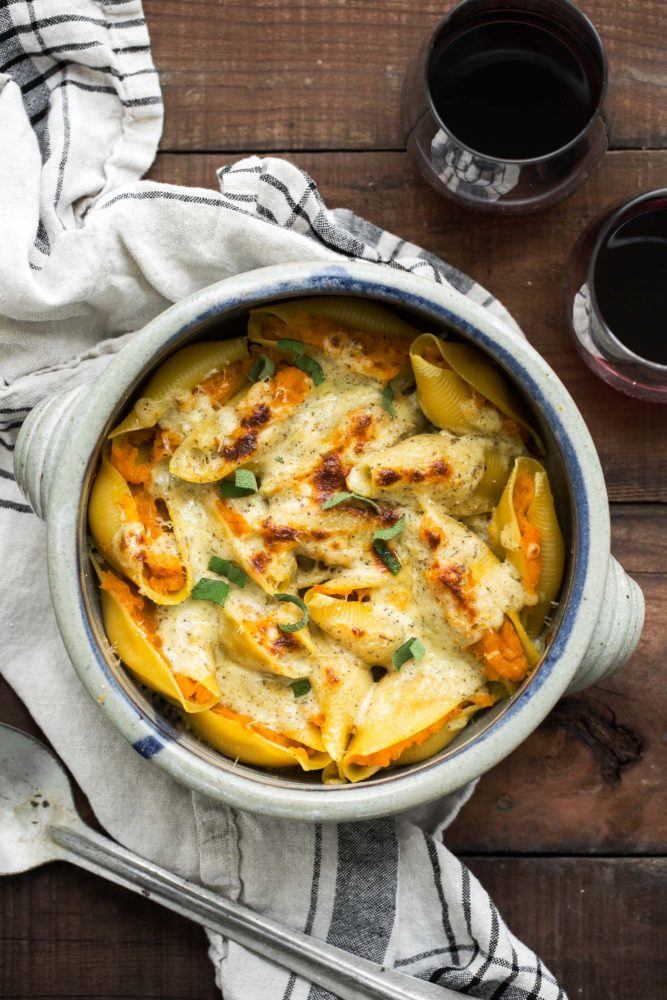 Butternut Squash Stuffed Shells with Cream Sauce - Naturally Ella
